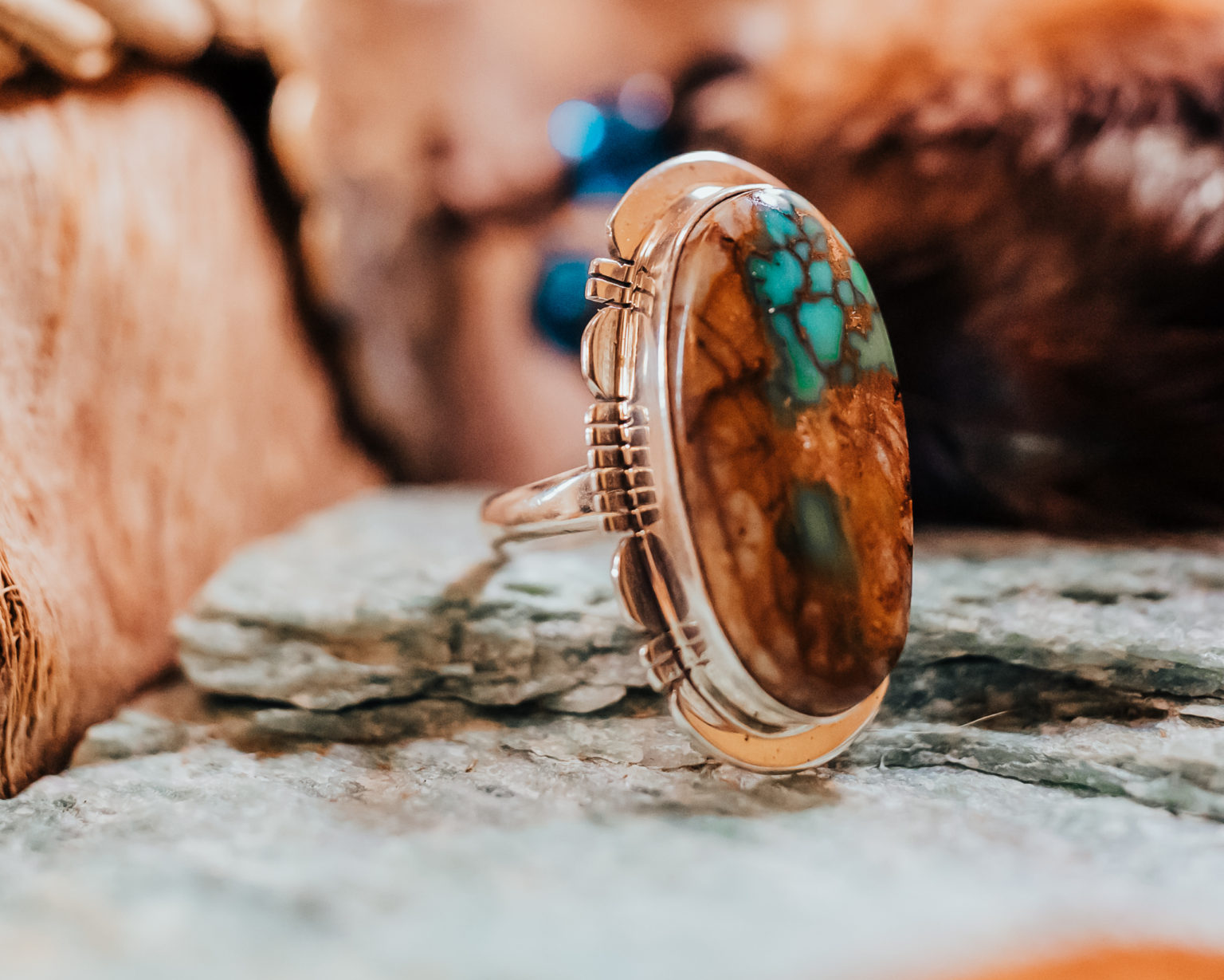 Boulder Turquoise Ring Dakota Sky Stone Native Jewelry