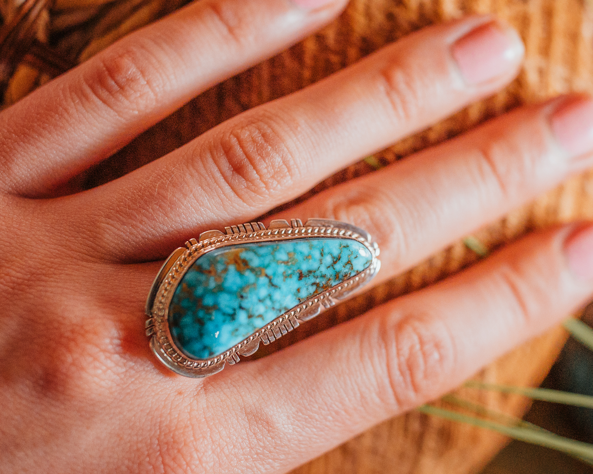 Kingman Spiderweb Ring Sz. 7 - Native American Turquoise Jewelry