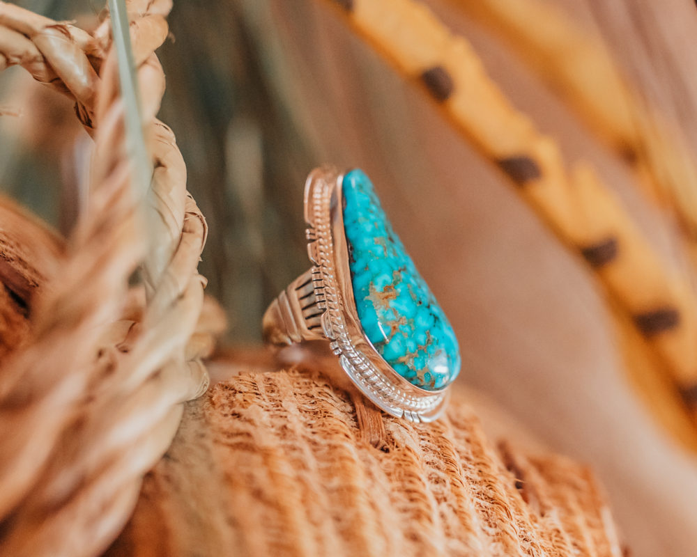 Kingman Spiderweb Ring Sz. 7 - Native American Turquoise Jewelry