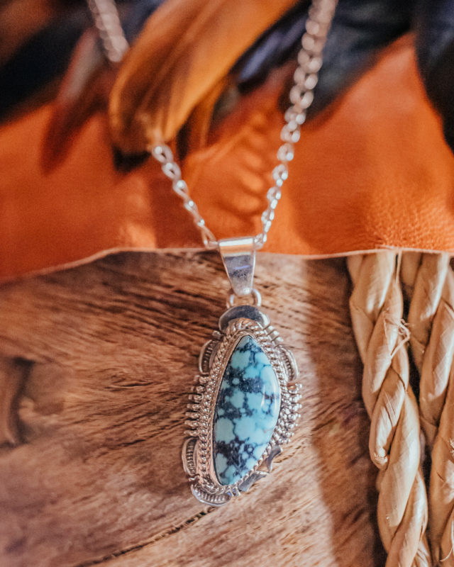 Kingman Spiderweb Necklace - Native American Turquoise Jewelry - Dakota ...