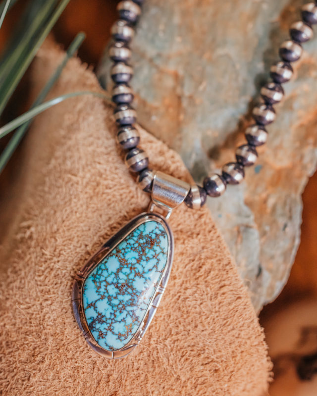 Kingman Spiderweb Necklace - Native American Turquoise Jewelry - Dakota ...