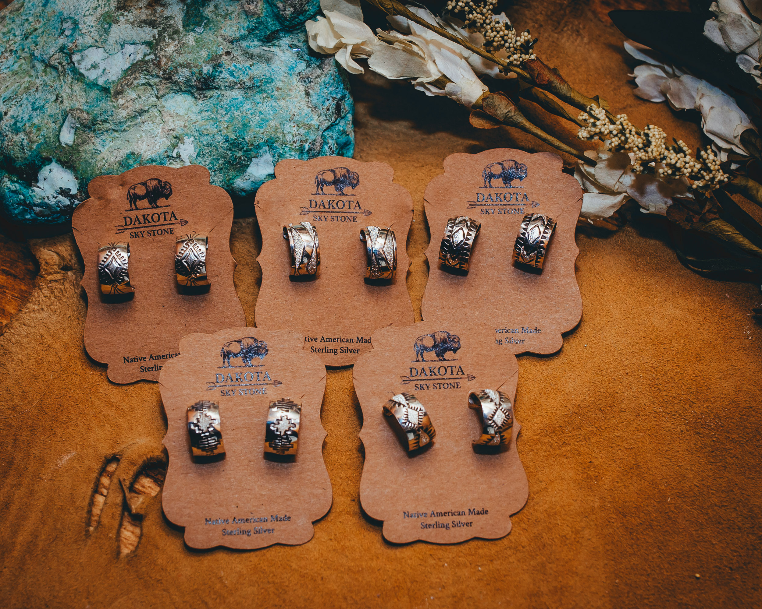 Sterling Hopi Hoop Earrings - Native American Turquoise Jewelry ...