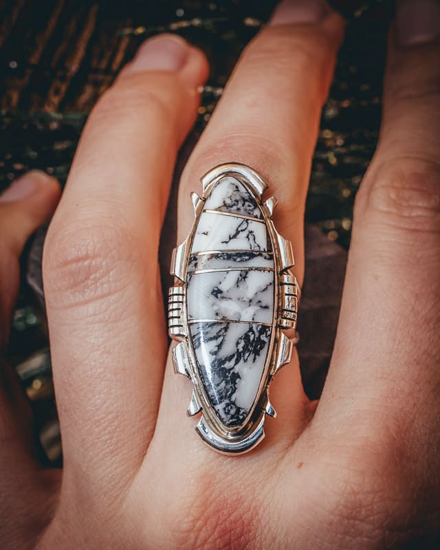 White Buffalo Ring Sz. 6.5 - Native American Turquoise Jewelry - Dakota ...