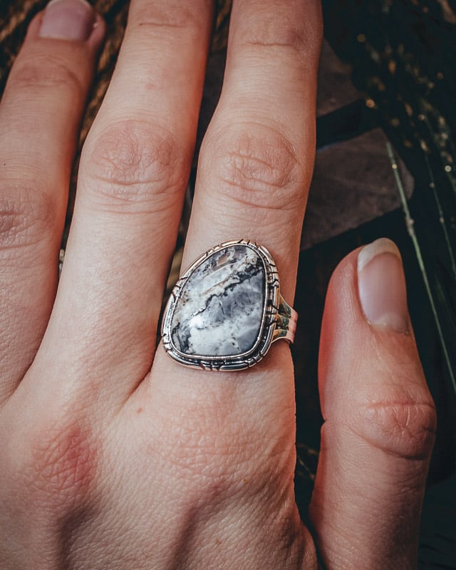 White Buffalo Ring Sz. 8.5 - Native American Turquoise Jewelry - Dakota ...