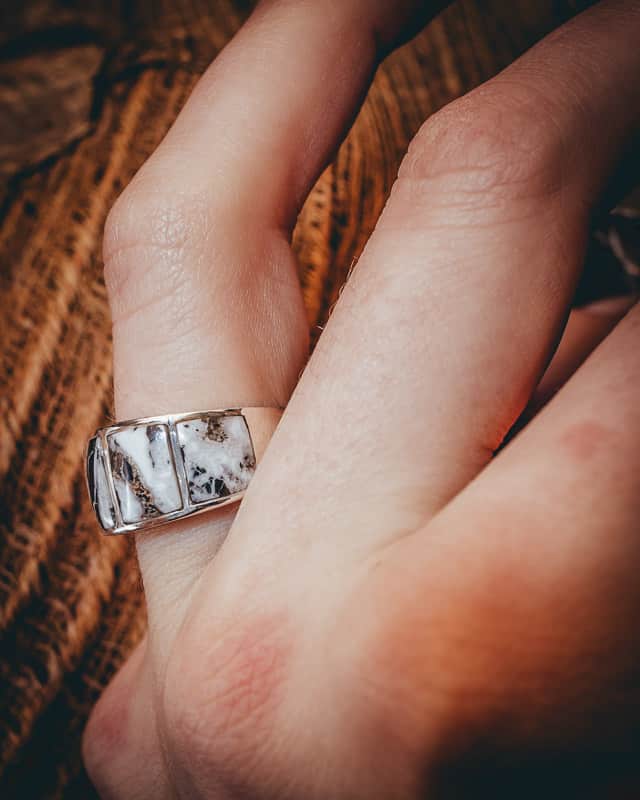White Buffalo Ring Sz. 5.5 - Native American Turquoise Jewelry - Dakota ...