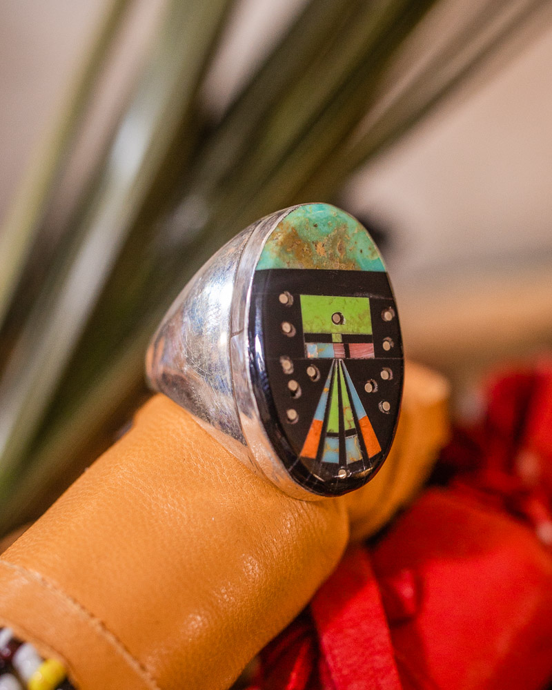 Zuni Inlay Ring Sz. 11 - Native American Turquoise Jewelry - Dakota Sky ...