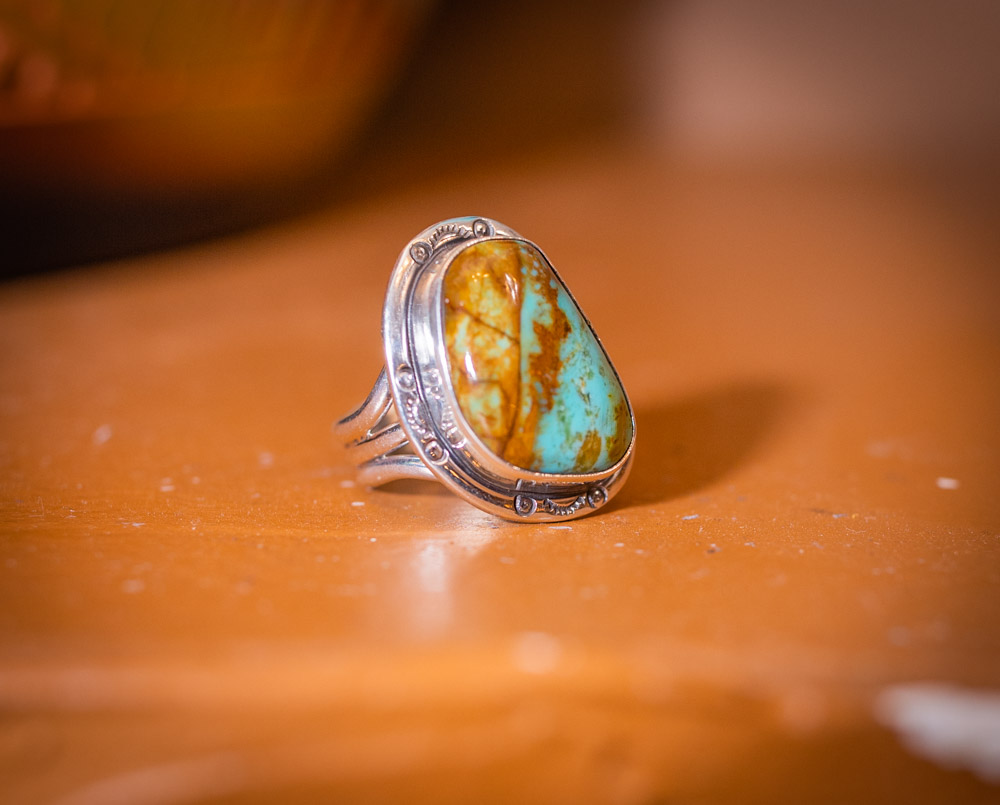 Royston Ring Sz. 8 - Native American Turquoise Jewelry - Dakota Sky Stone