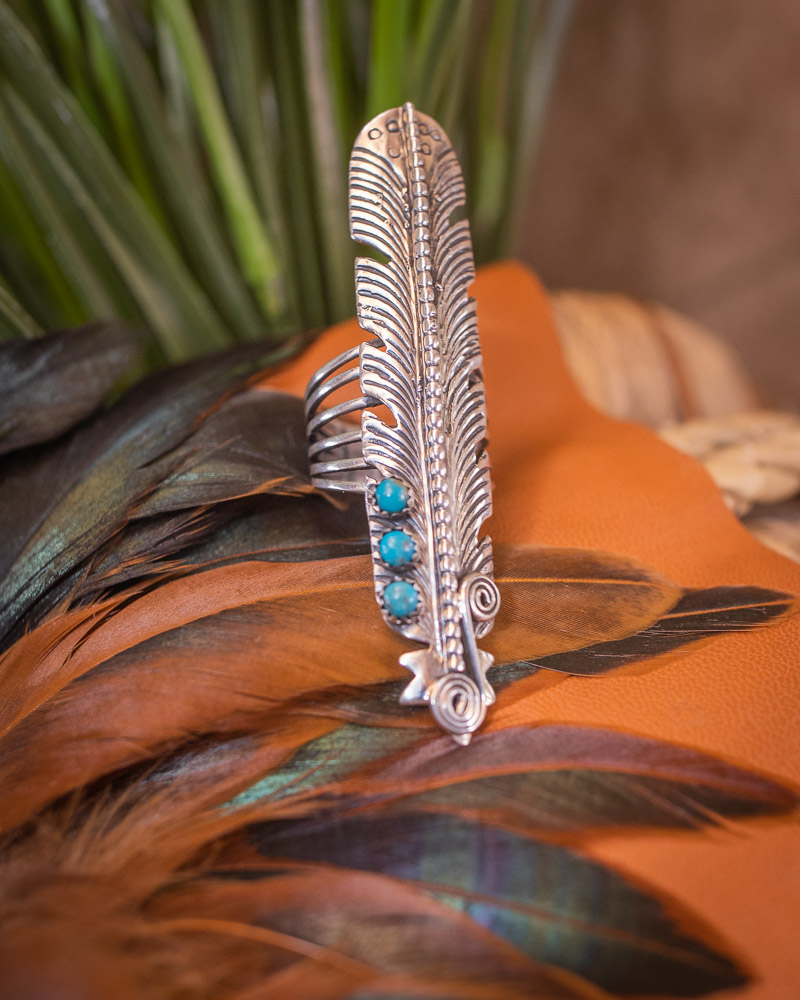 Feather Ring Native American Jewelry Dakota Sky Stone