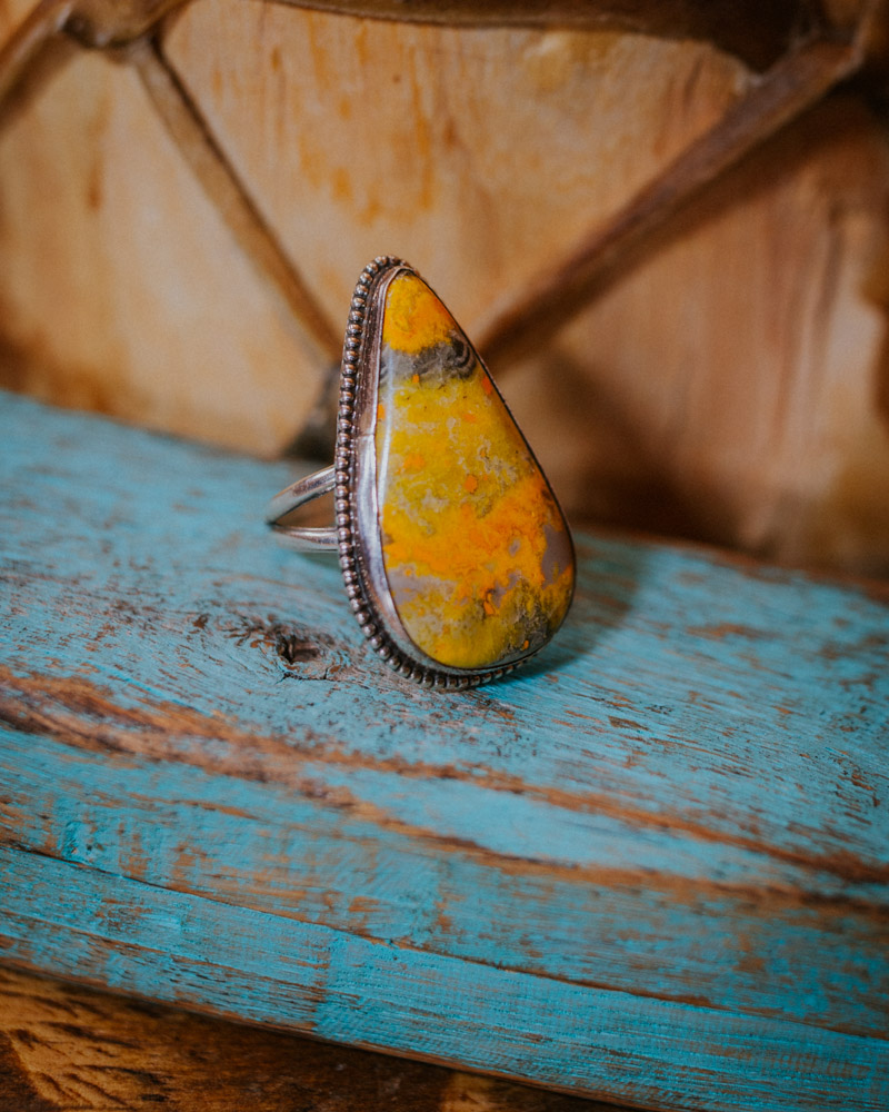 Bumble Bee Jasper Ring Sz. 8.5 - Native American Turquoise Jewelry - Dakota Sky Stone