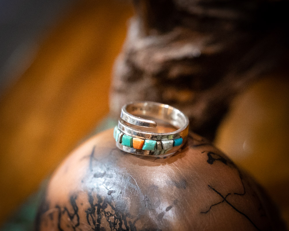 Zuni Inlay Ring Adjustable - Native American Turquoise Jewelry - Dakota ...