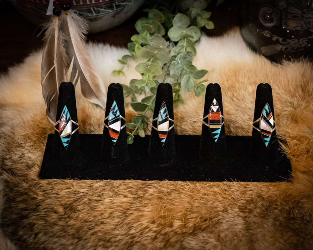 Zuni Inlay Ring - Native American Turquoise Jewelry - Dakota Sky Stone