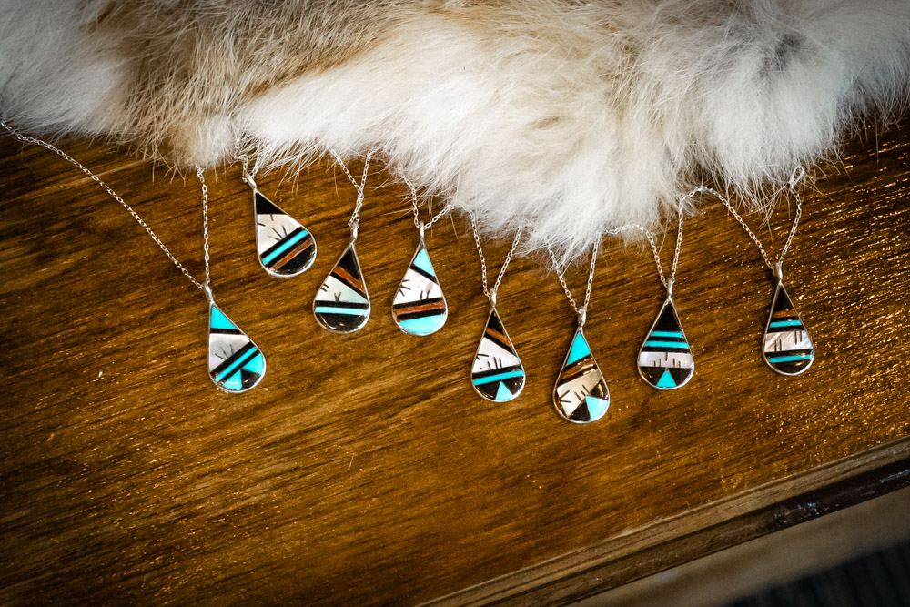 Zuni Inlay Pendant - Native American Turquoise Jewelry - Dakota Sky Stone