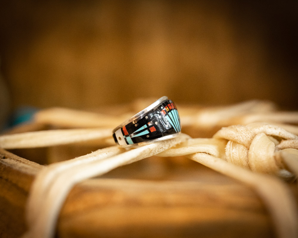Zuni Inlay Ring - Size 10 - Native American Turquoise Jewelry - Dakota ...