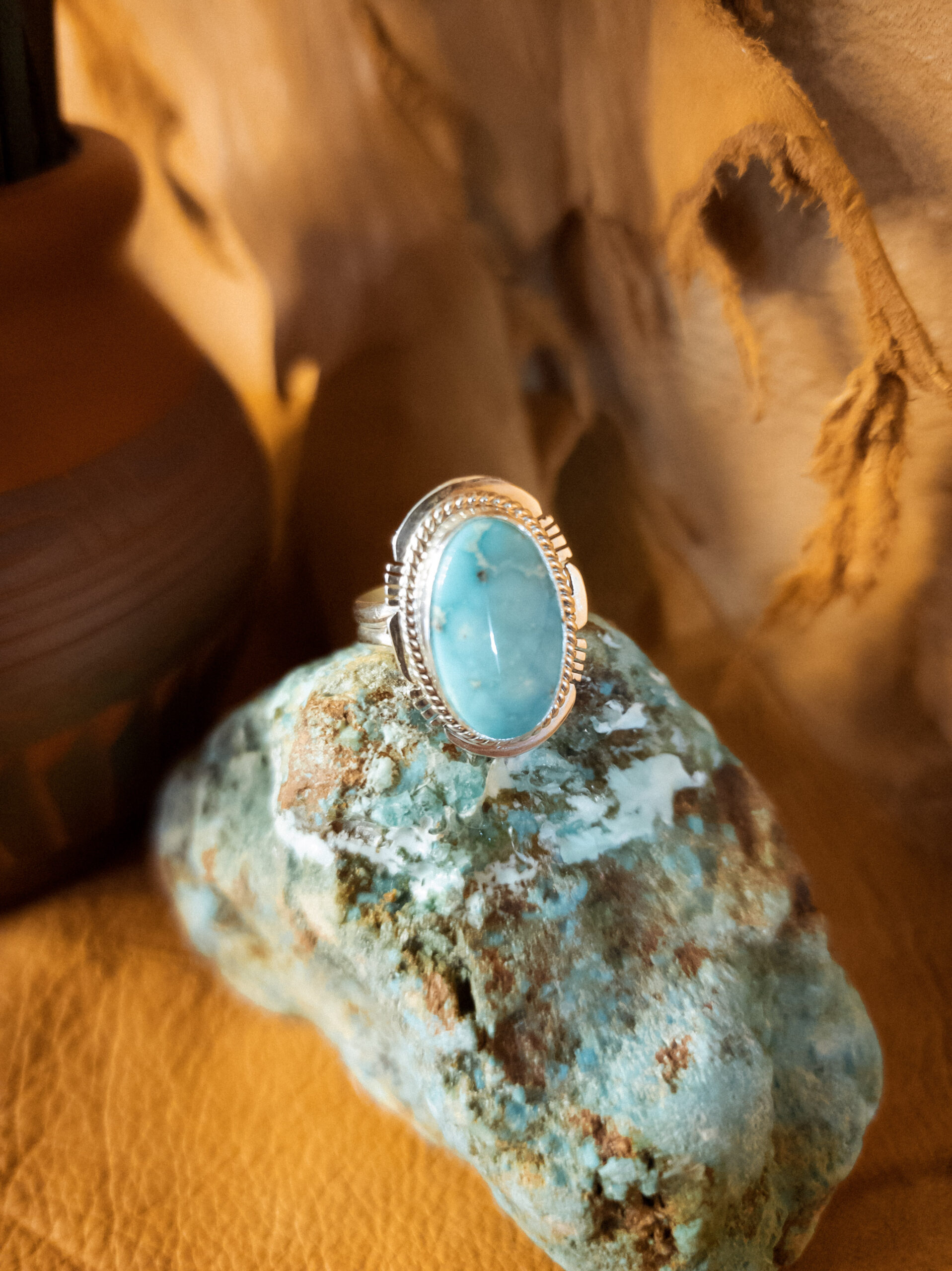 White Water Turquoise Ring Sz. 8 - Native American Turquoise Jewelry ...