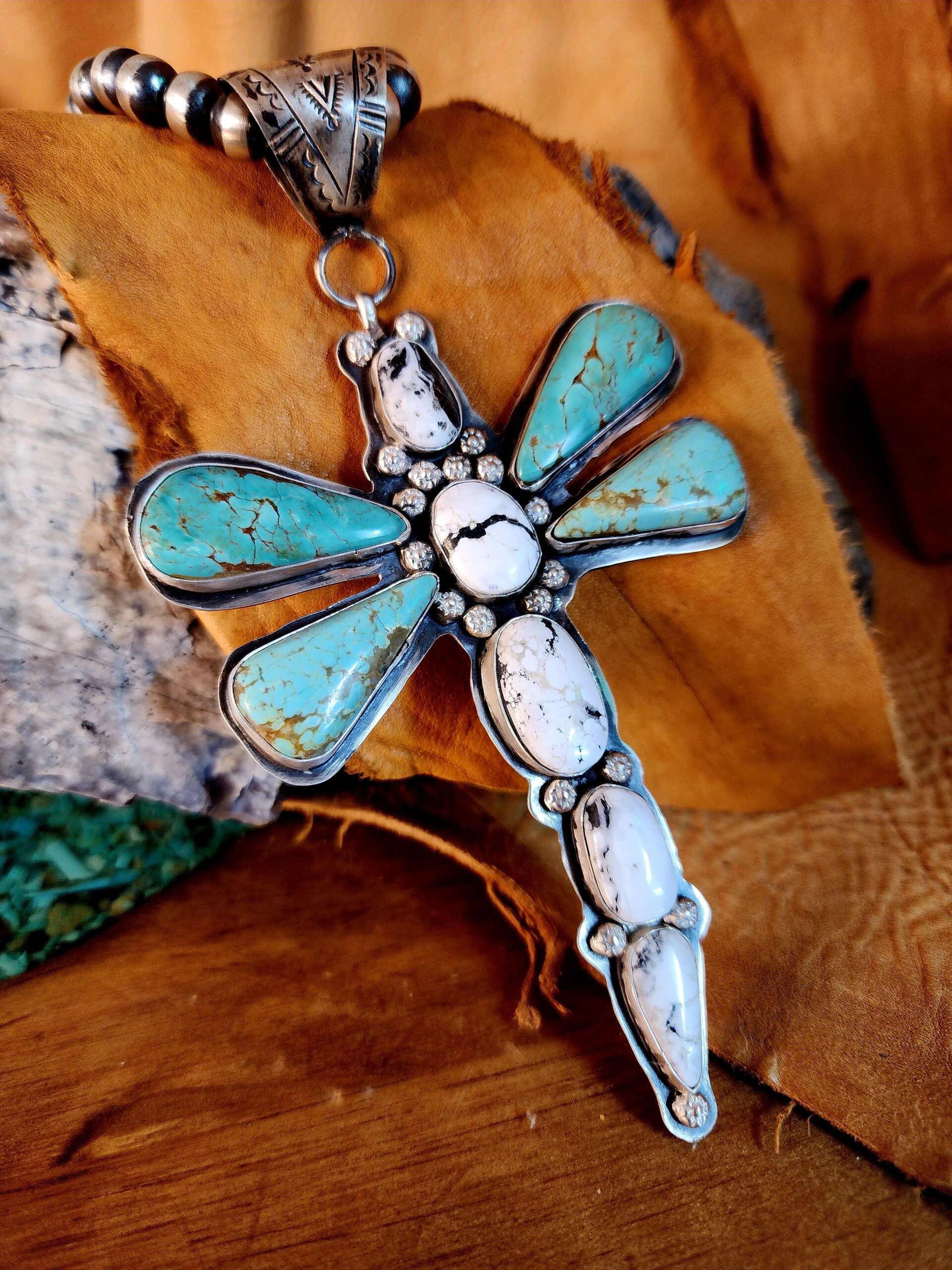 White Buffalo and Number 8 Turquoise Dragonfly - Native American ...