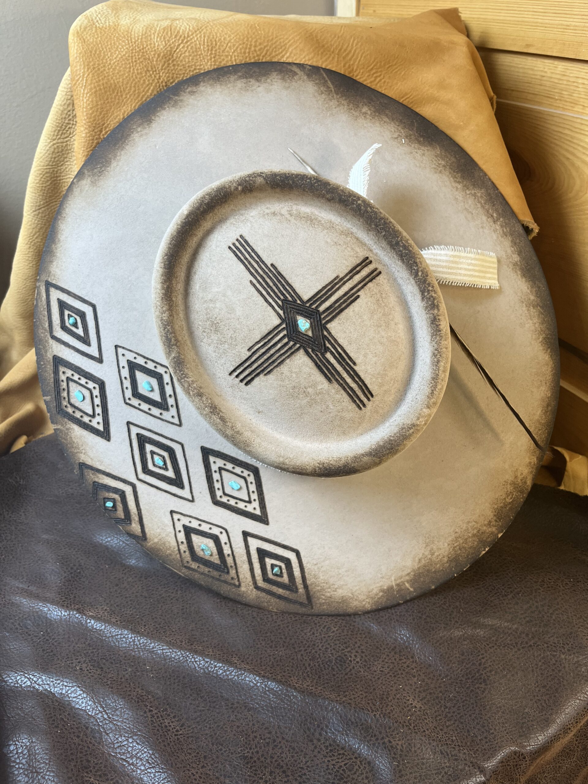 *Dakota Sky Stone Exclusive* Burned Hat w/Kingman Turquoise - Native ...