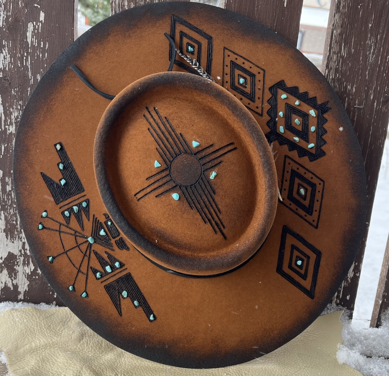 *Dakota Sky Stone Exclusive* Burned Hat w/Kingman Turquoise - Size ...