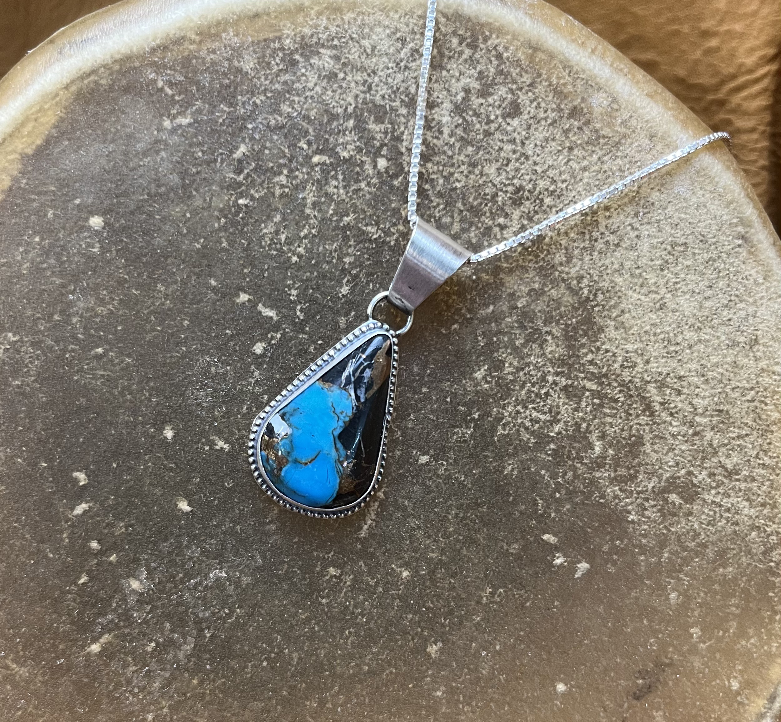 Kingman Turquoise & White Buffalo Pendant - Native American Turquoise ...