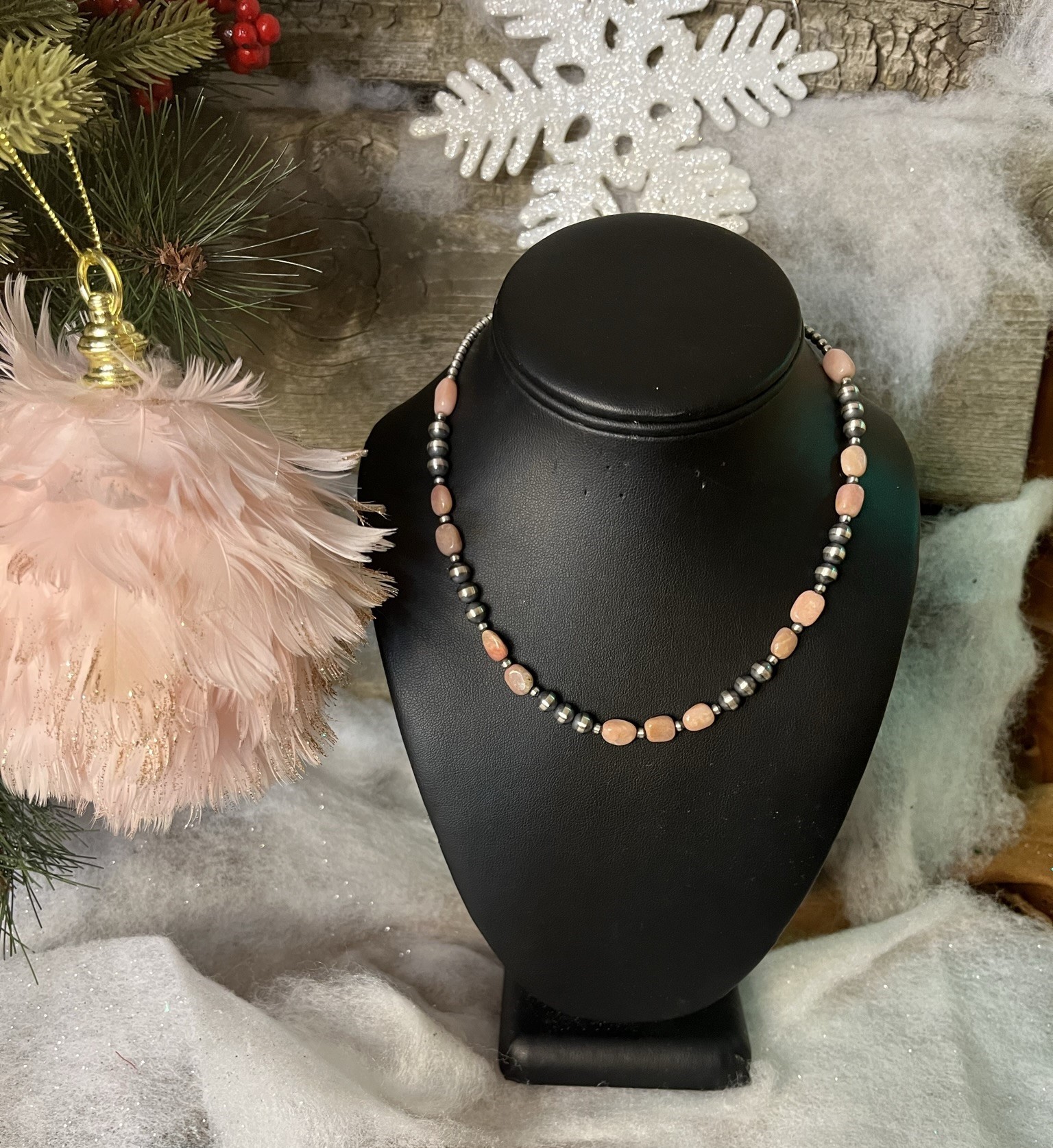 16" Peruvian Opal and Navajo Pearl Necklace - Native American Turquoise ...