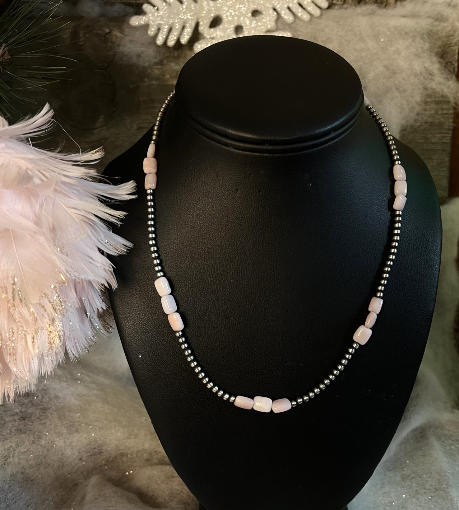 18" Peruvian Opal and Navajo Pearl Necklace - Native American Turquoise ...