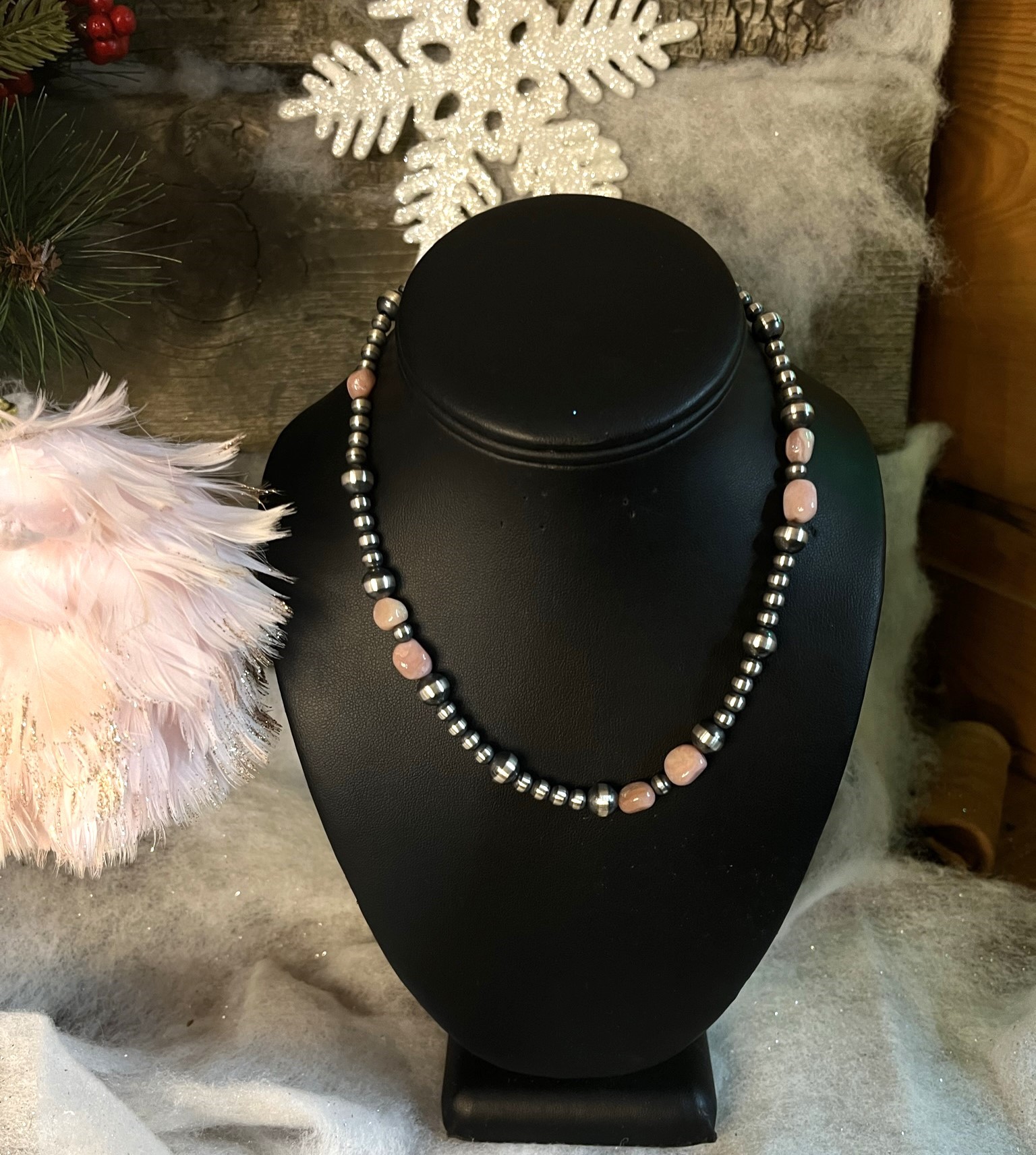 16" Peruvian Opal and Navajo Pearl Necklace - Native American Turquoise ...