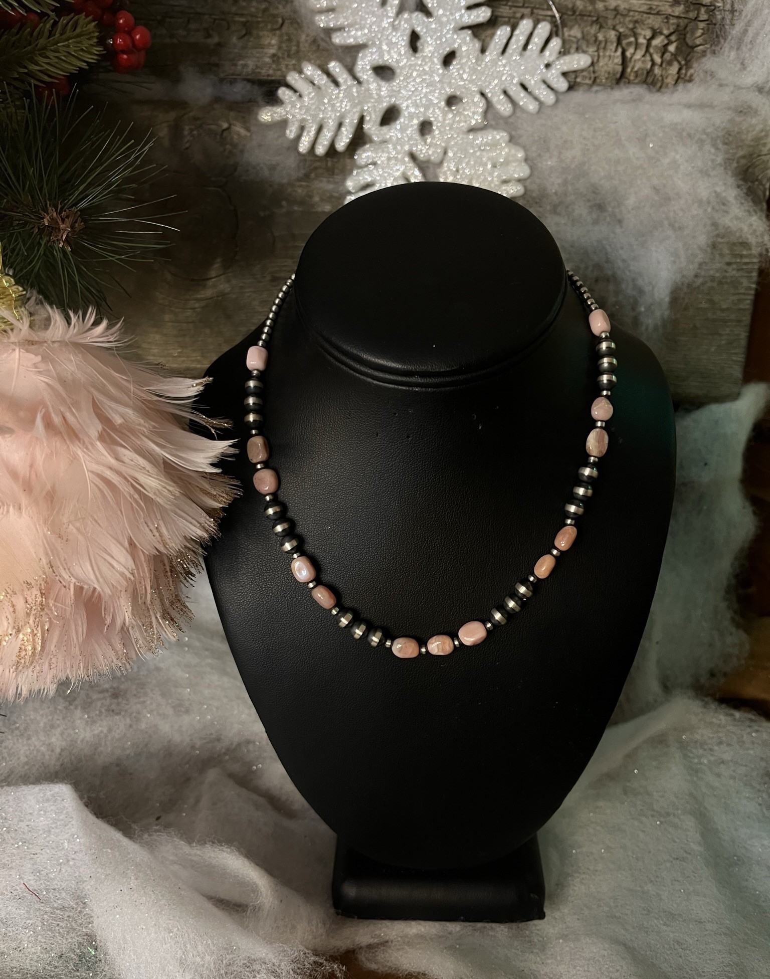 16" Peruvian Opal and Navajo Pearl Necklace - Native American Turquoise ...