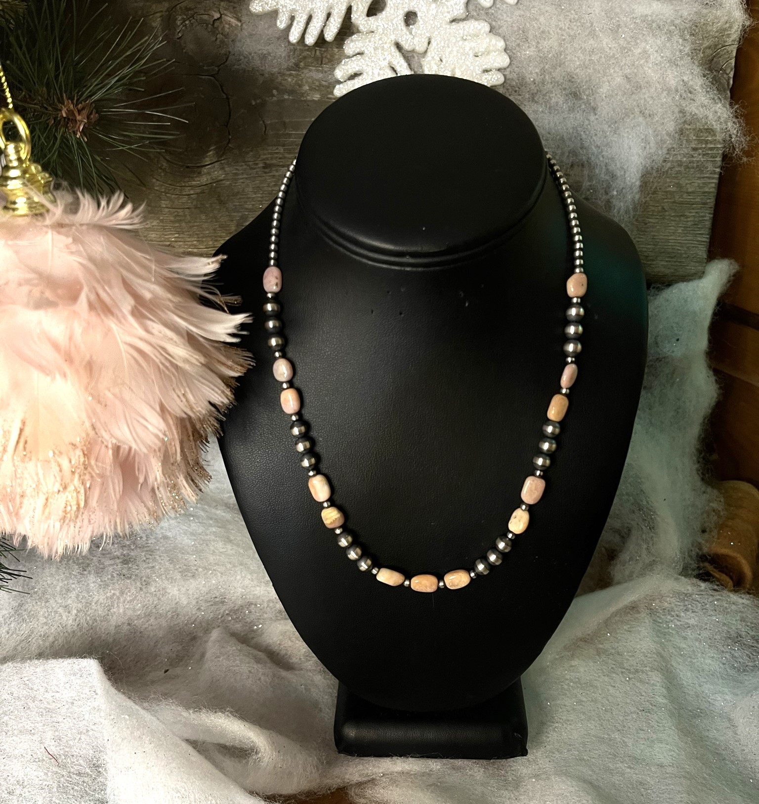 18" Peruvian Opal and Navajo Pearl Necklace - Native American Turquoise ...