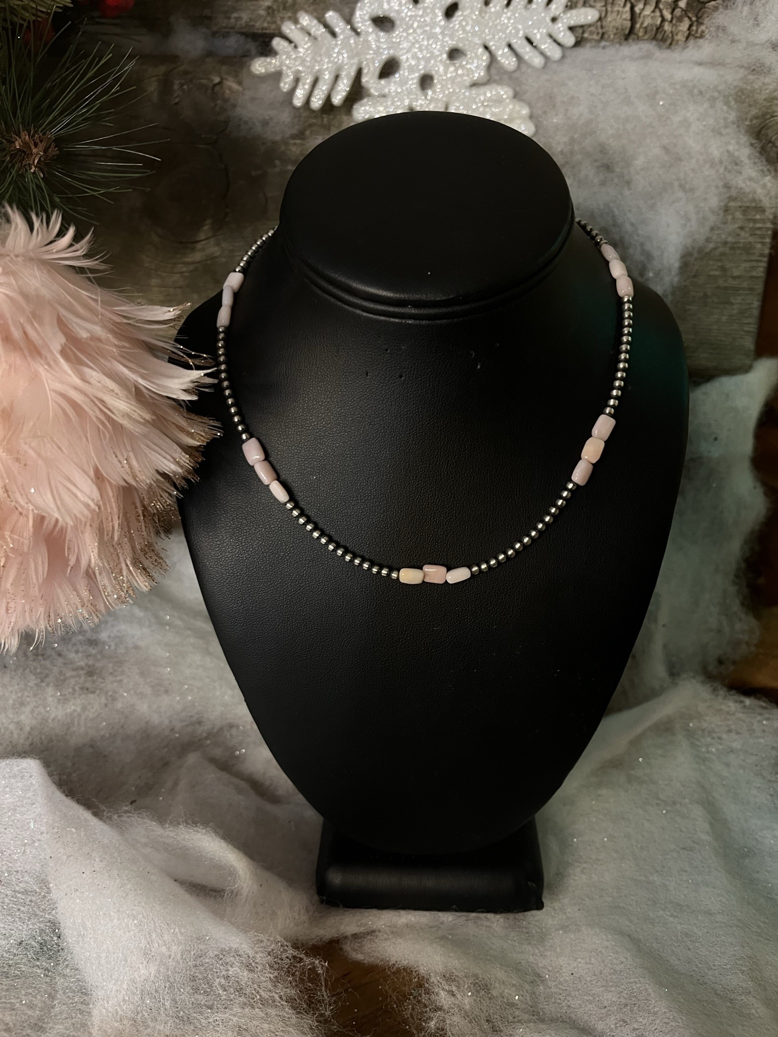 16" Peruvian Opal and Navajo Pearl Necklace - Native American Turquoise ...