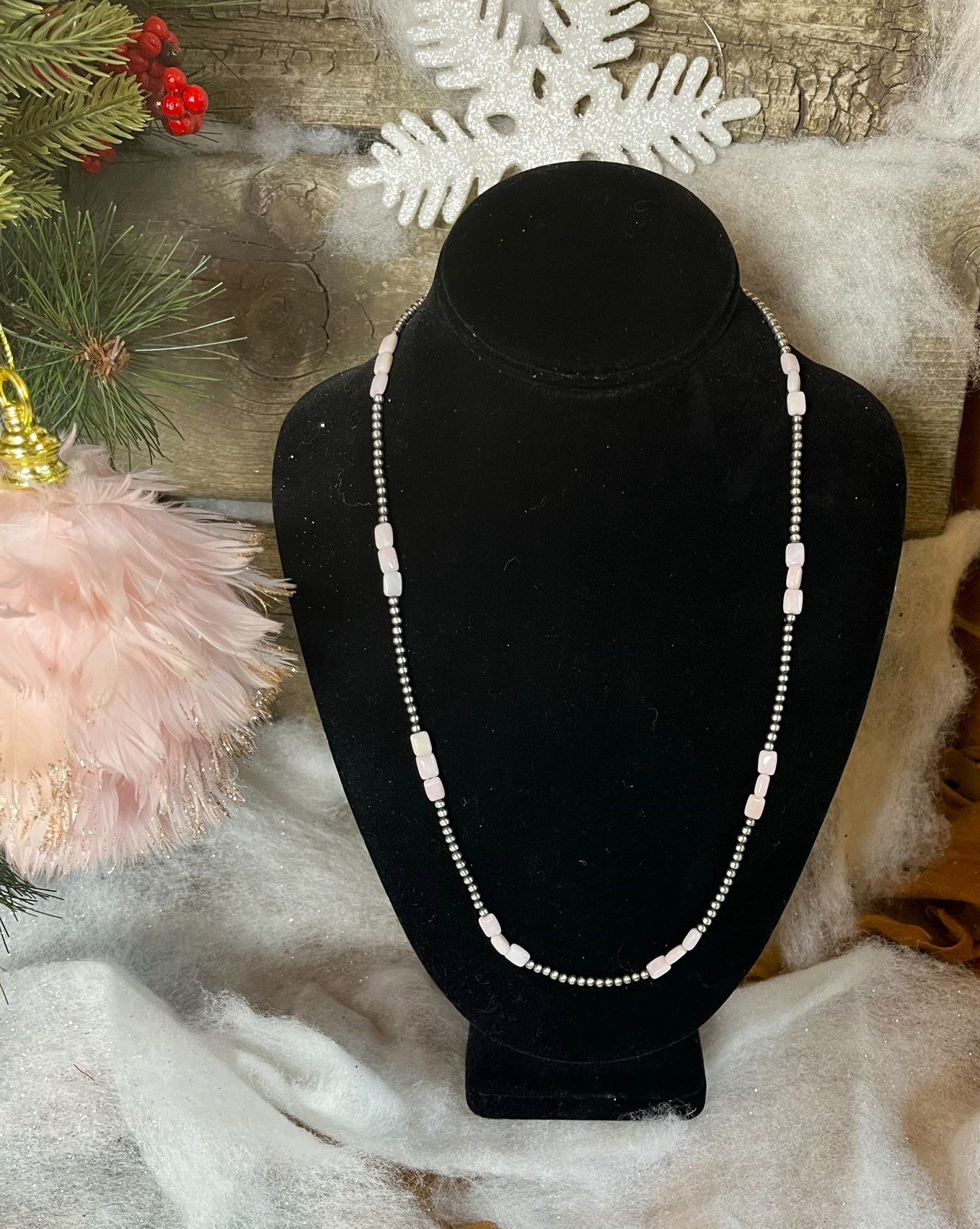 24" Peruvian Opal and Navajo Pearl Necklace - Native American Turquoise ...