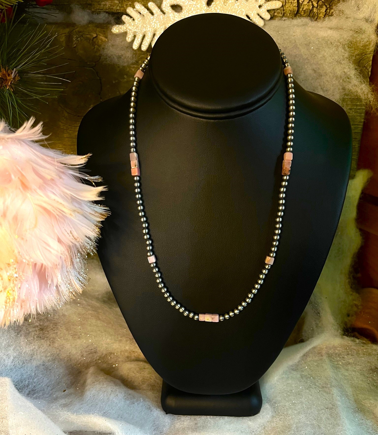 20" Peruvian Opal and Navajo Pearl Necklace - Native American Turquoise ...