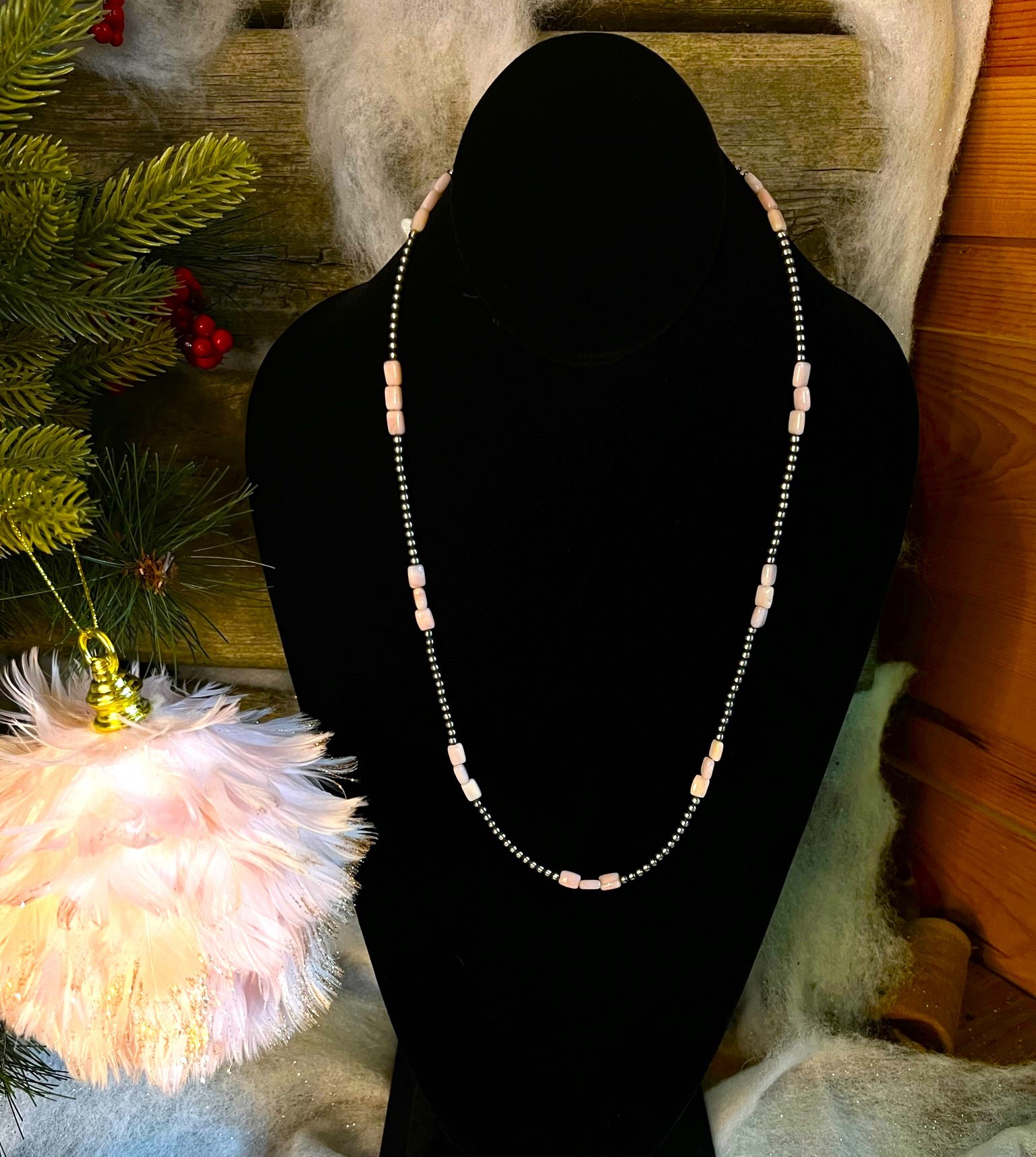 24" Peruvian Opal and Navajo Pearl Necklace - Native American Turquoise ...