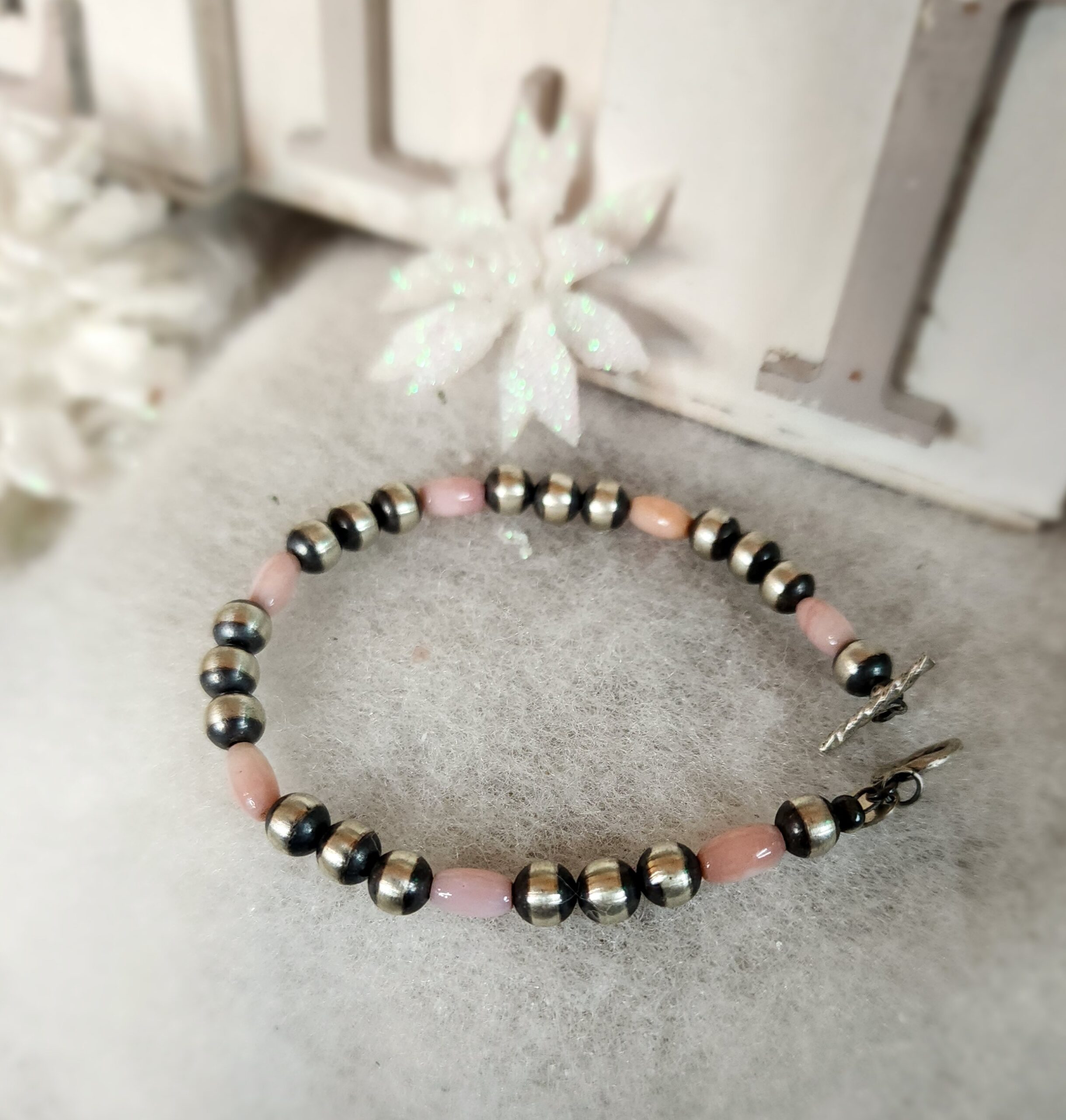 Navajo Pearl w/Peruvian Pink Opal Bracelet - Native American Turquoise ...