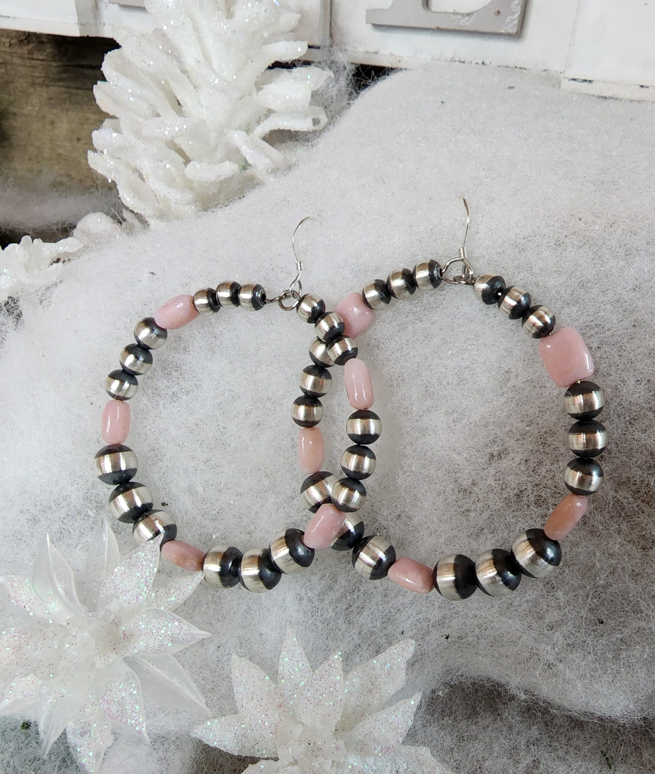 Navajo Pearl w/Peruvian Pink Opal Earrings - Native American Turquoise ...