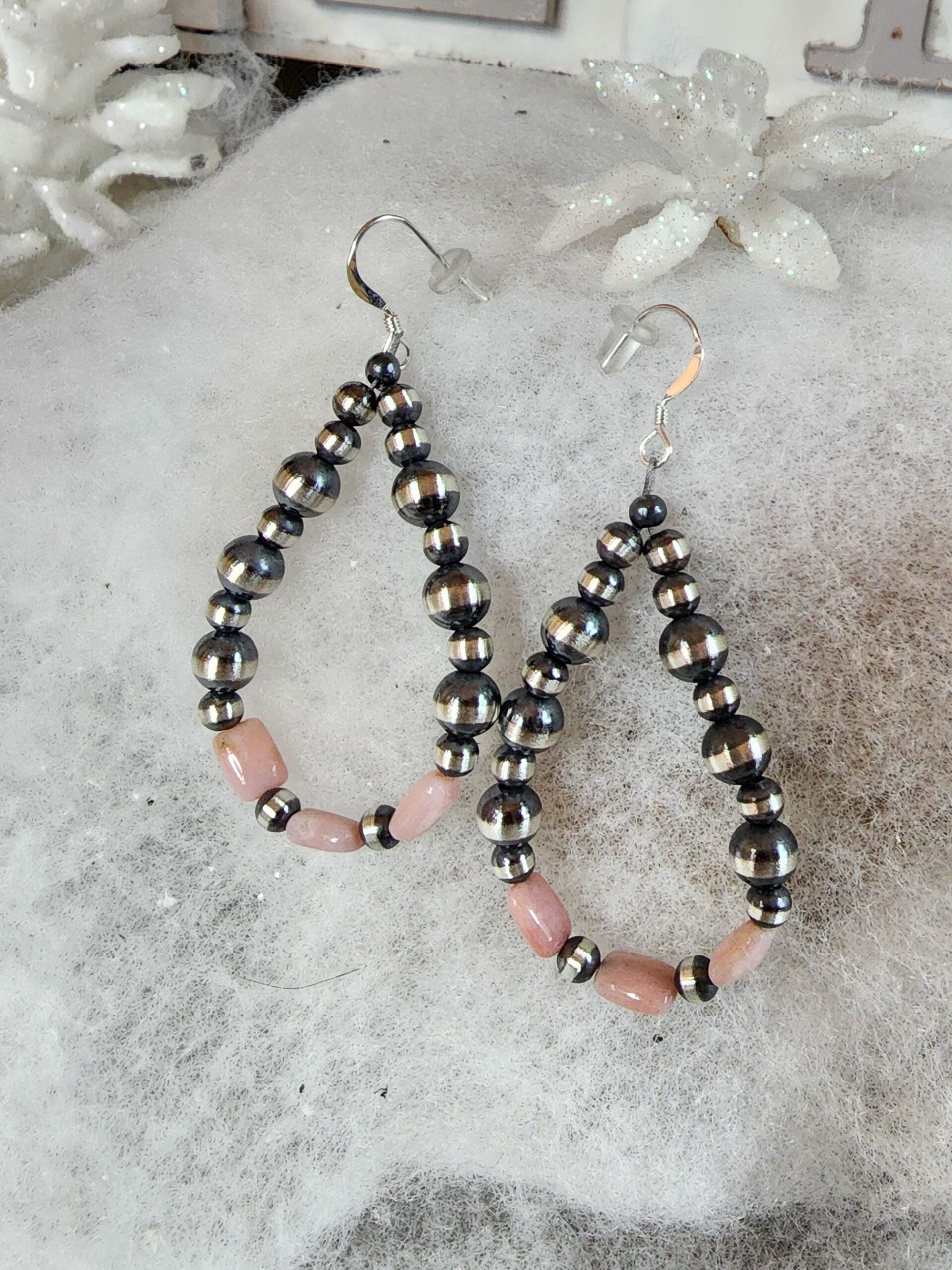 Navajo Pearl w/Peruvian Pink Opal Earrings - Native American Turquoise ...