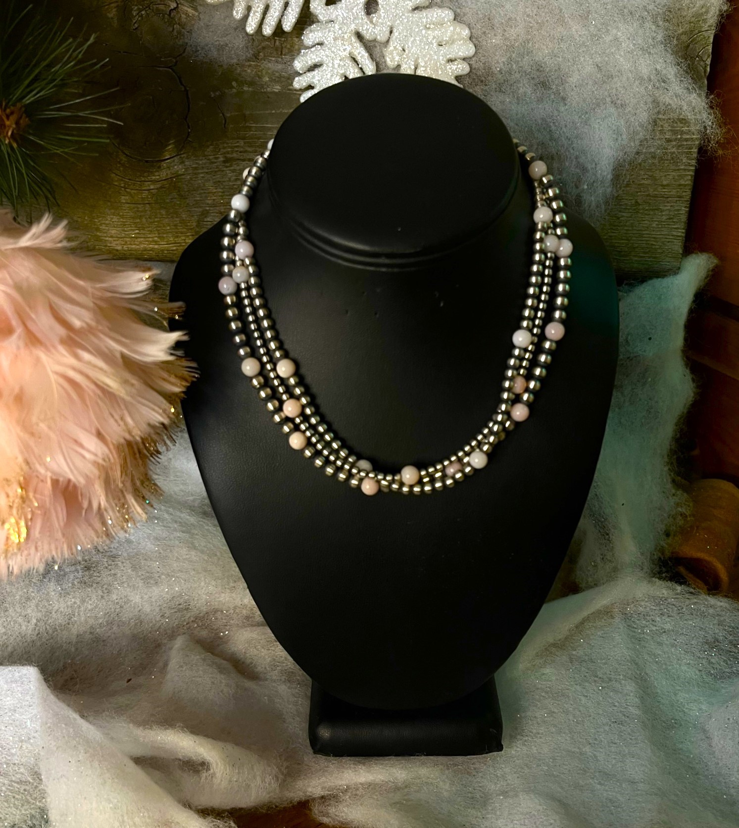 16" Peruvian Opal and Navajo Pearl Necklace - Native American Turquoise ...