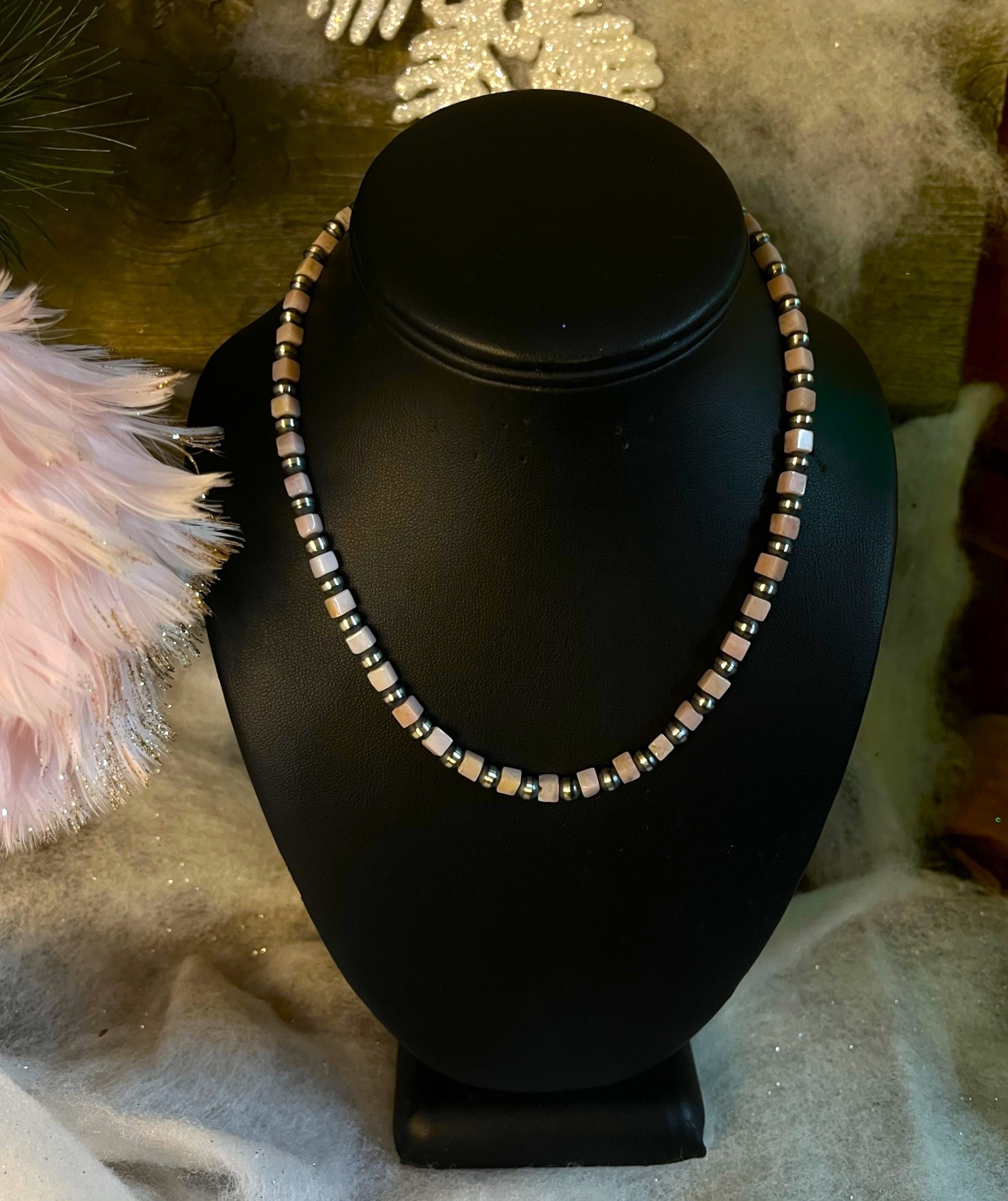 16" Peruvian Opal and Navajo Pearl Necklace - Native American Turquoise ...