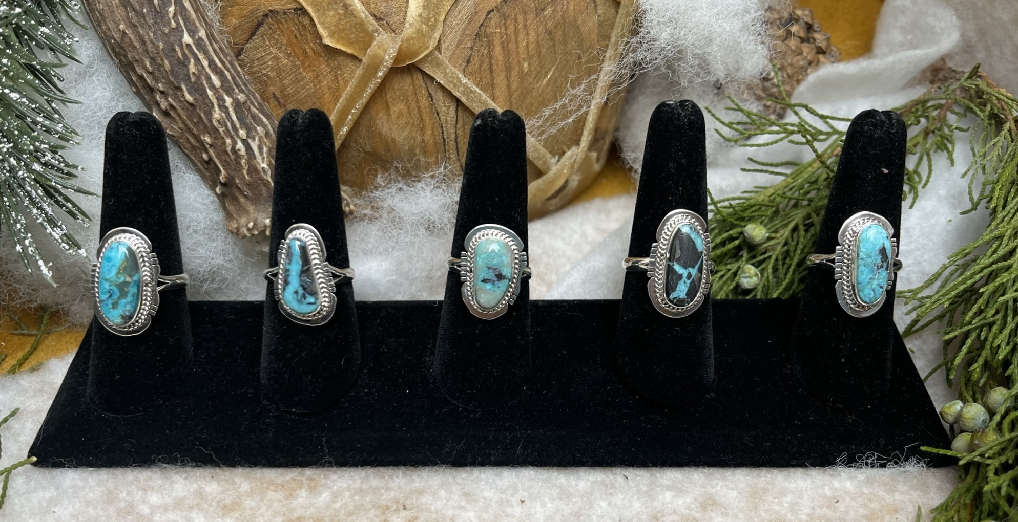 Blue Diamond Rings Sz8 - Native American Turquoise Jewelry - Dakota Sky ...