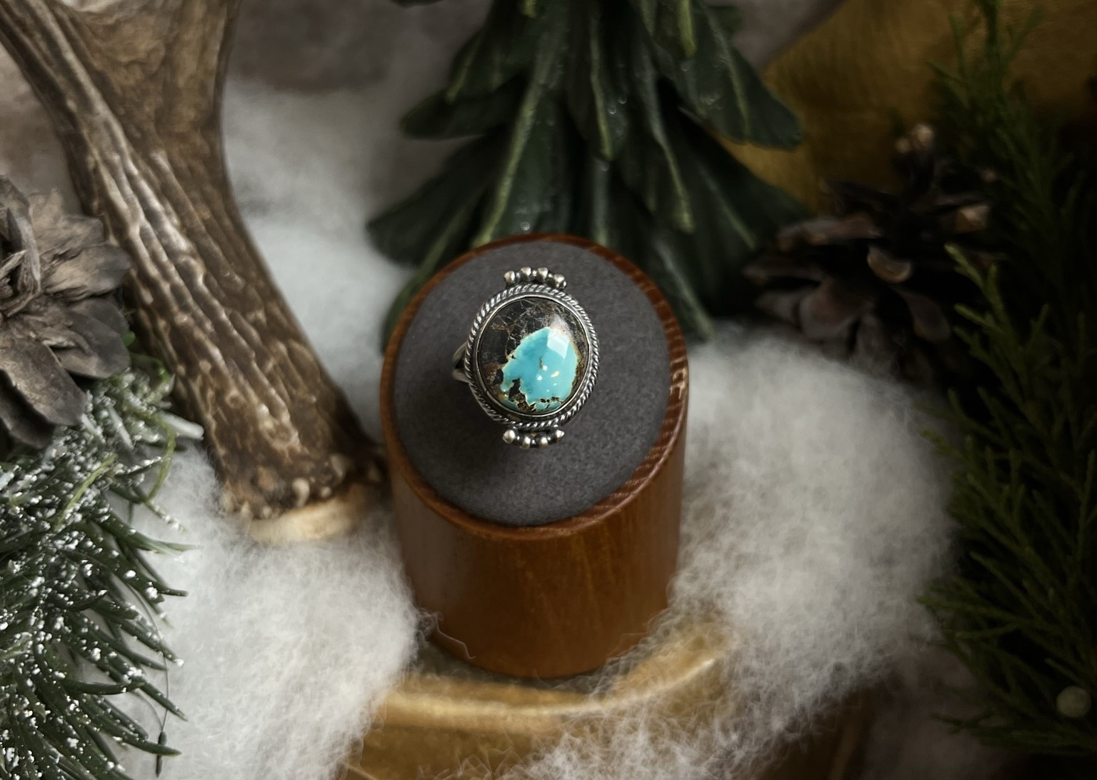 Boulder Ring Size 7 - Native American Turquoise Jewelry - Dakota Sky Stone