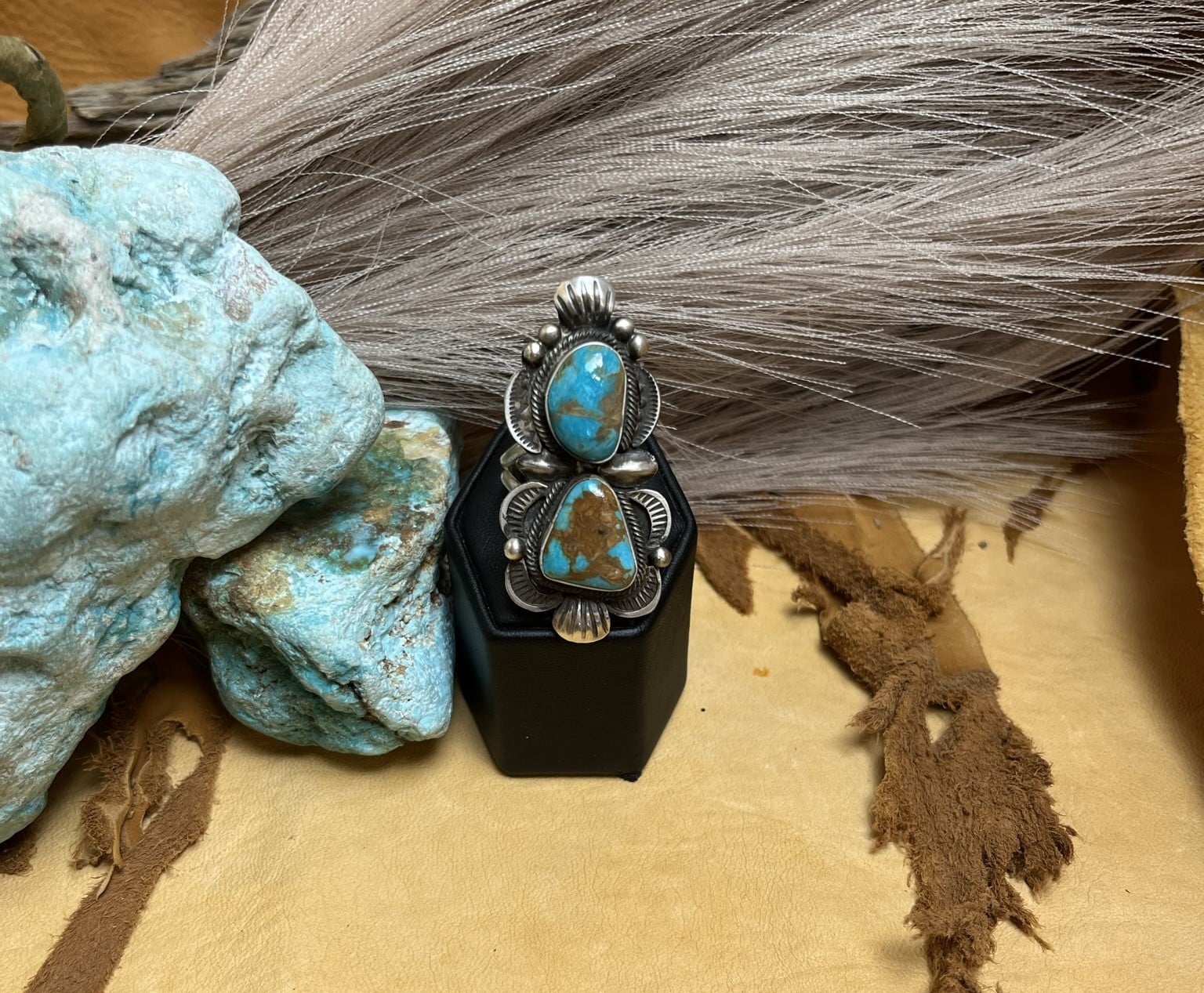 Adjustable Boulder Turquoise Ring - Native American Turquoise Jewelry ...