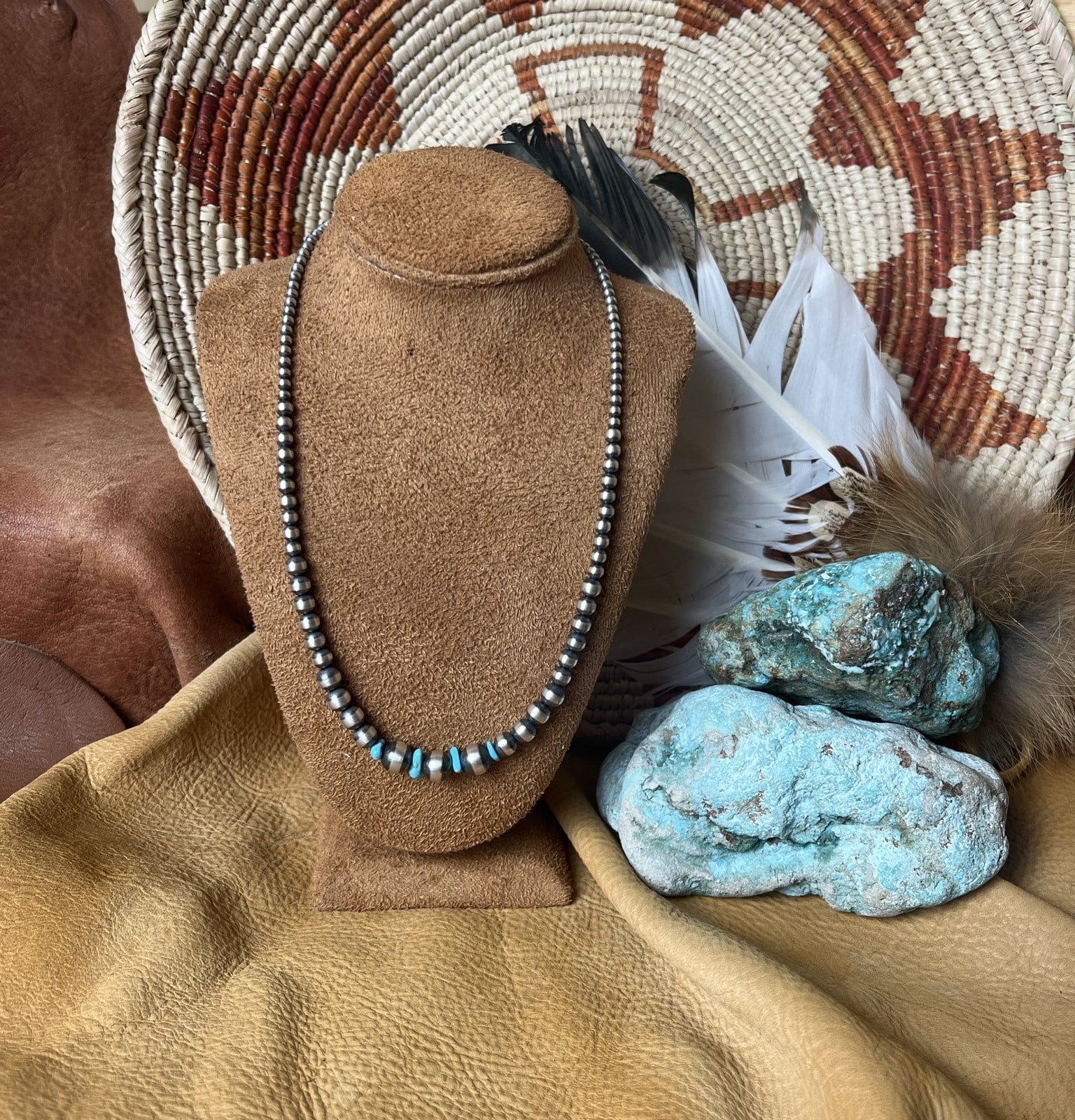 16IN Navajo Pearl and Kingman Turquoise Necklace - Native American ...