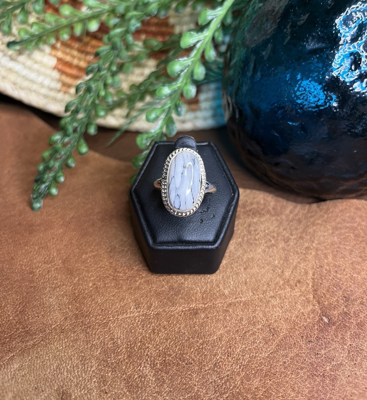 White Buffalo Ring Sz. 7.5 - Native American Turquoise Jewelry - Dakota ...