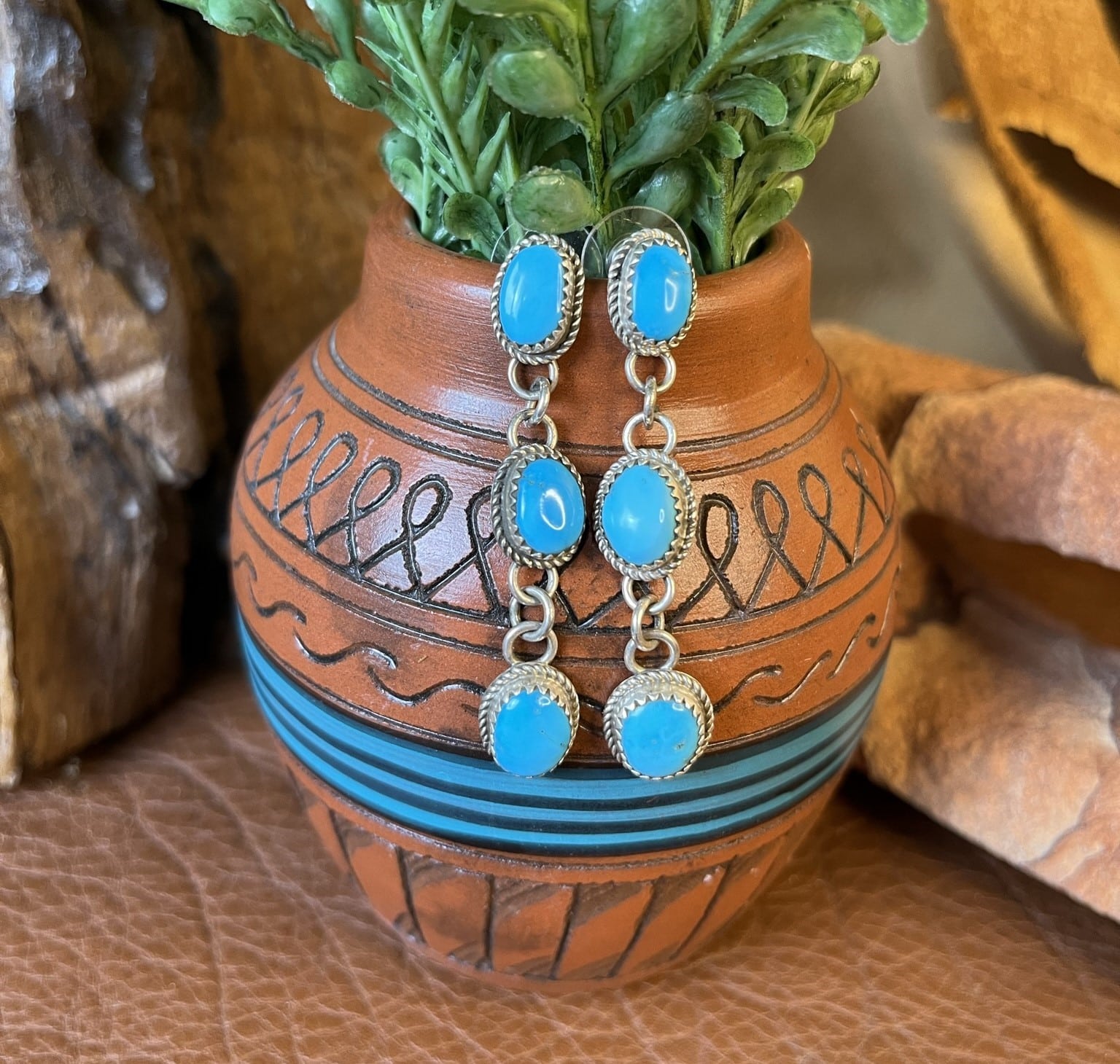 Kingman Turquoise Post Earrings Native American Turquoise Jewelry Dakota Sky Stone