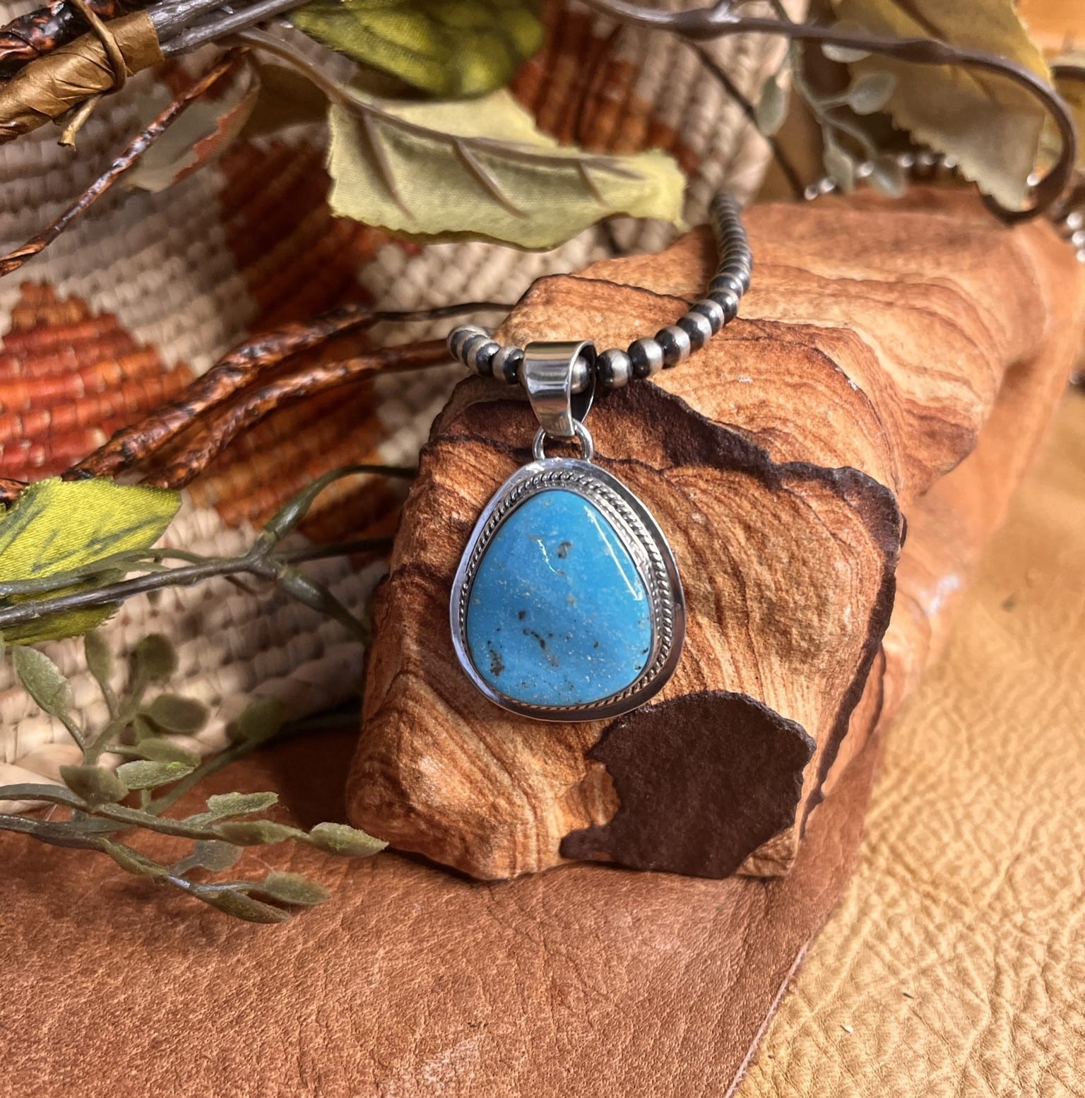 Kingman Turquoise Necklace - Native American Turquoise Jewelry - Dakota ...