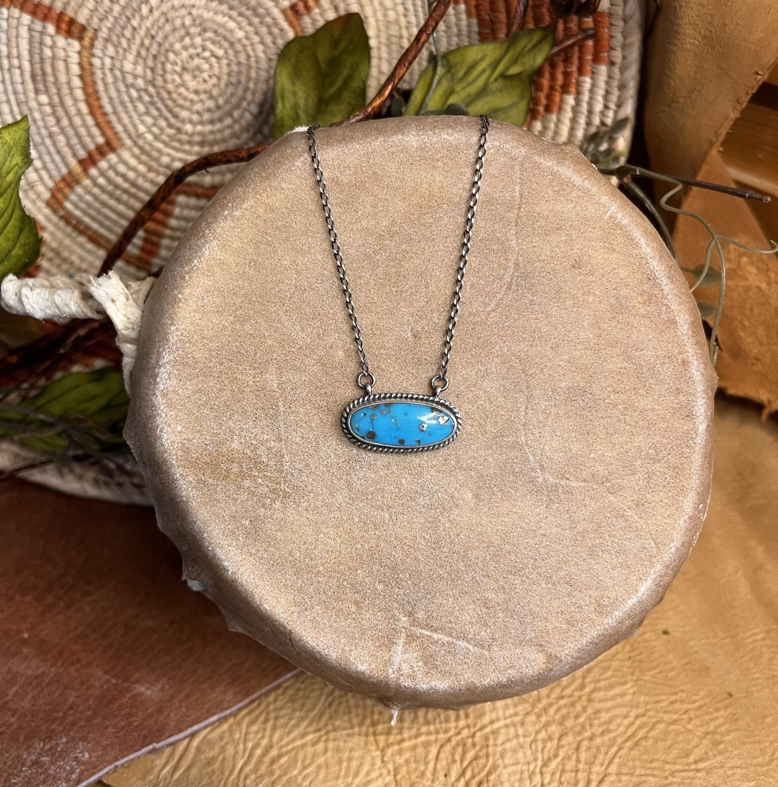Kingman Turquoise Bar Necklace - Native American Turquoise Jewelry ...