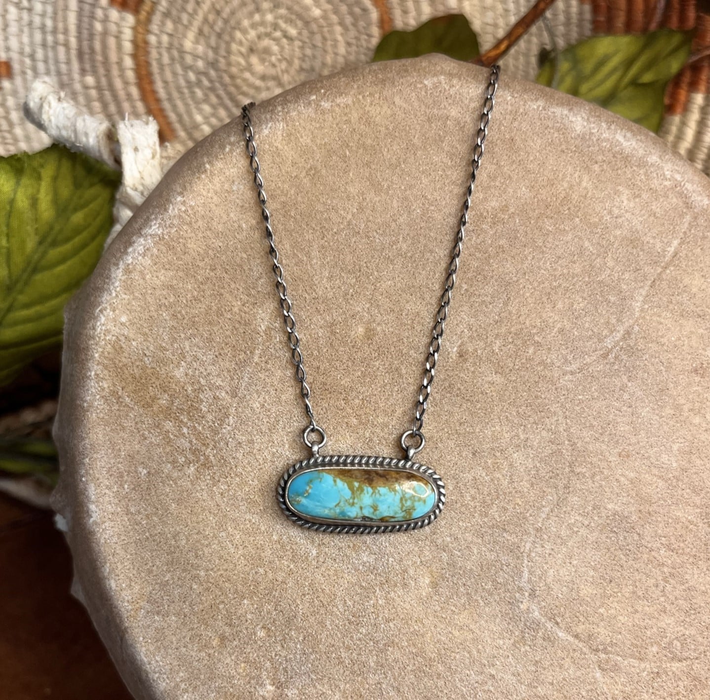Kingman Turquoise Bar Necklace - Native American Turquoise Jewelry ...