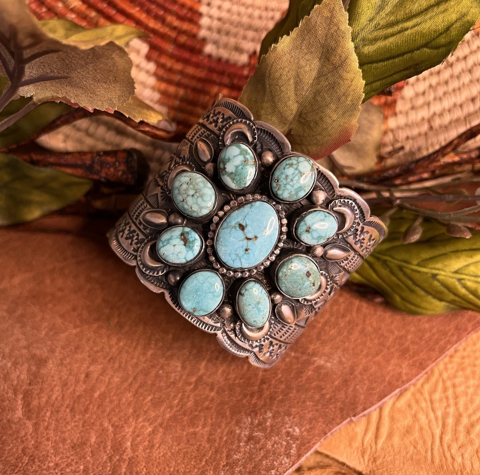Nevada Turquoise Cluster Cuff - Native American Turquoise Jewelry ...