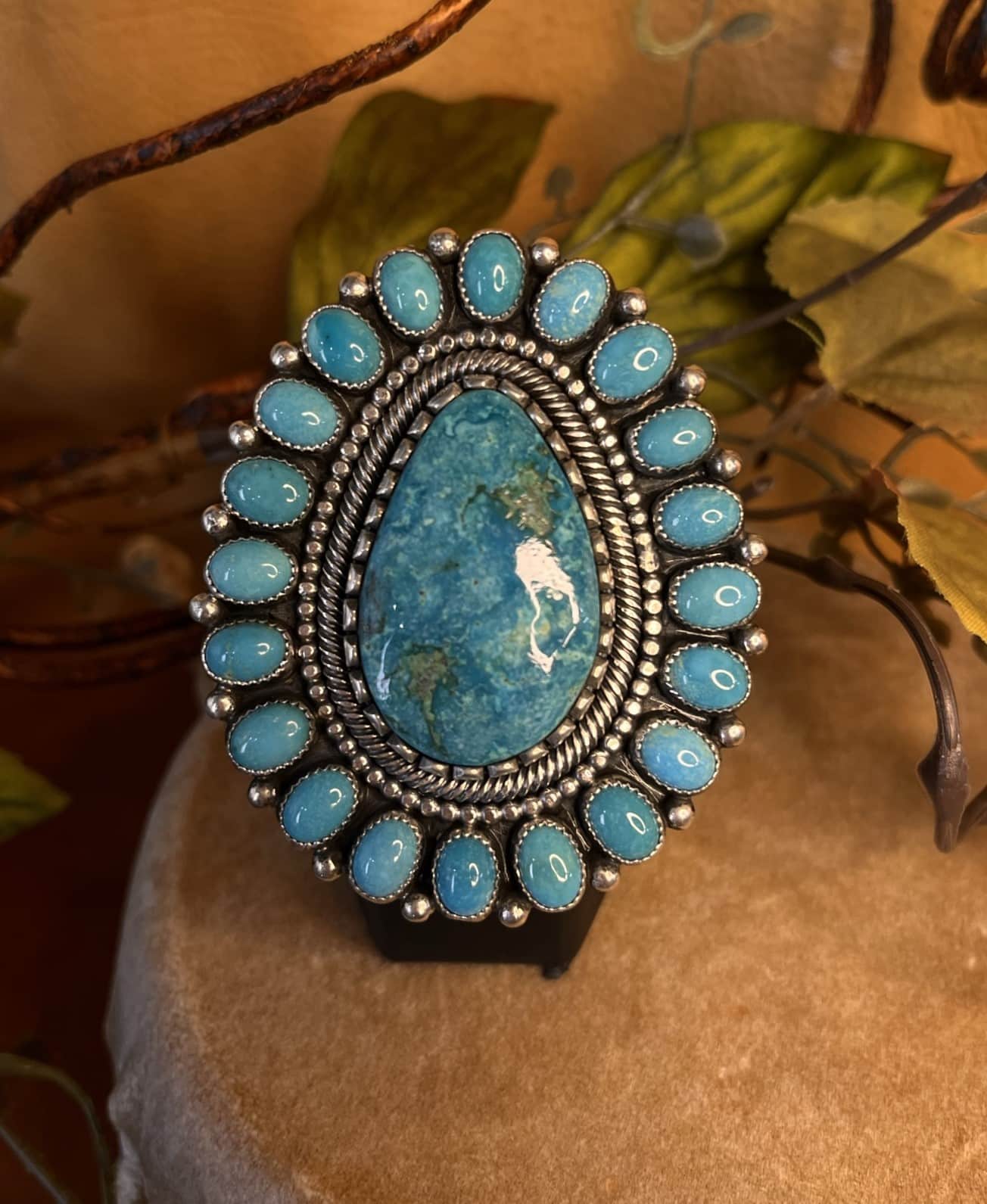 Adjustable Kingman Turquoise Cluster Ring