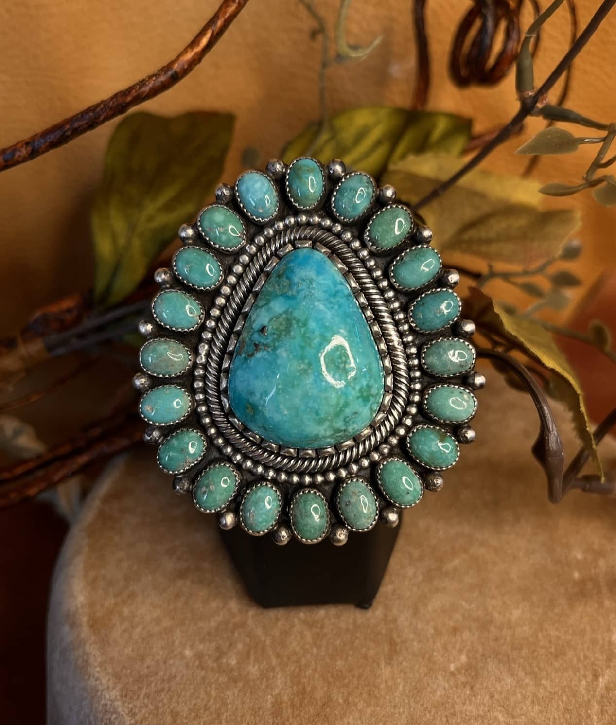 Adjustable Kingman Turquoise Cluster Ring - Native American Turquoise ...