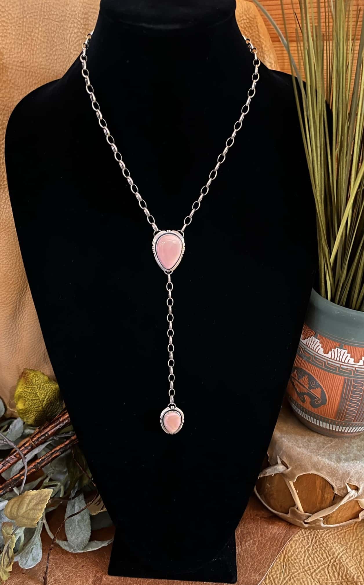 Pink Conch Lariat Necklace - Native American Turquoise Jewelry - Dakota ...