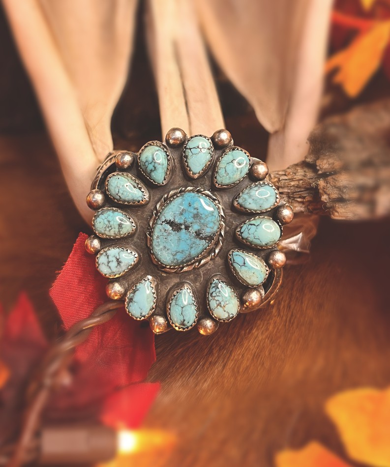Kingman Spiderweb Turquoise Bracelet - Native American Turquoise ...
